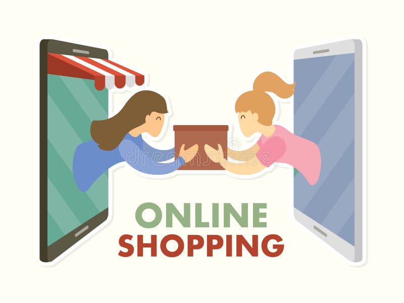 Online Shopping Delivering Cartoon Graphic Vector. Stock Vector ...