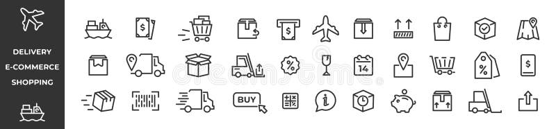 Online Shopping and Delivery Icon Set. E-Commerce Icons Collection ...