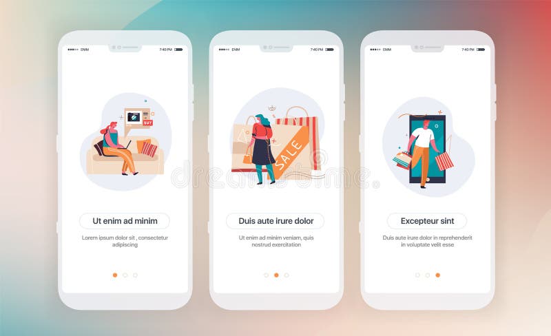 Mobile App Intro Screens. Vector Onboarding Illustration Flat Design ... Mobile App Intro Screens. Vector Onboarding Illustration Flat Design ...
