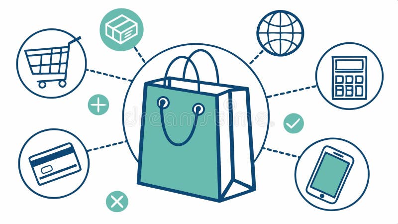 Online Shopping and E-commerce with Shopping Bag Icon Vector Design ...