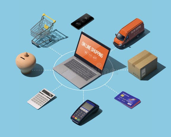 Online Shopping and Express Delivery Stock Photo - Image of cardboard ...