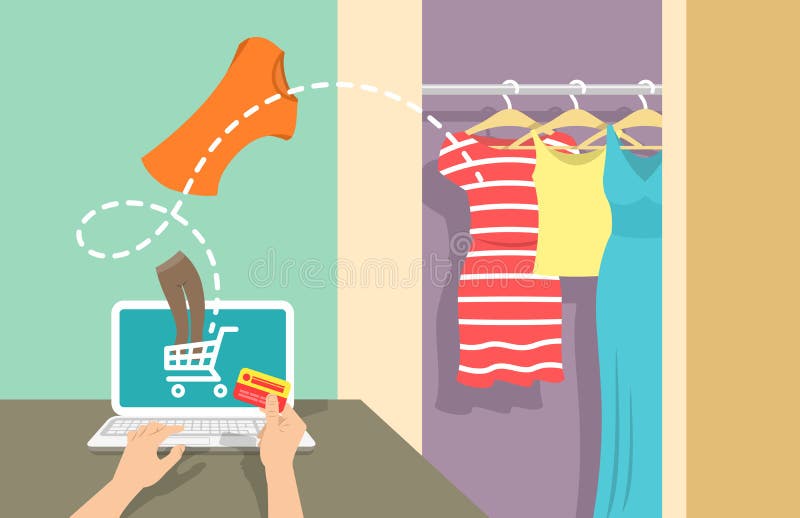 Online Shopping Flat Vector Banner Stock Vector - Illustration of ...