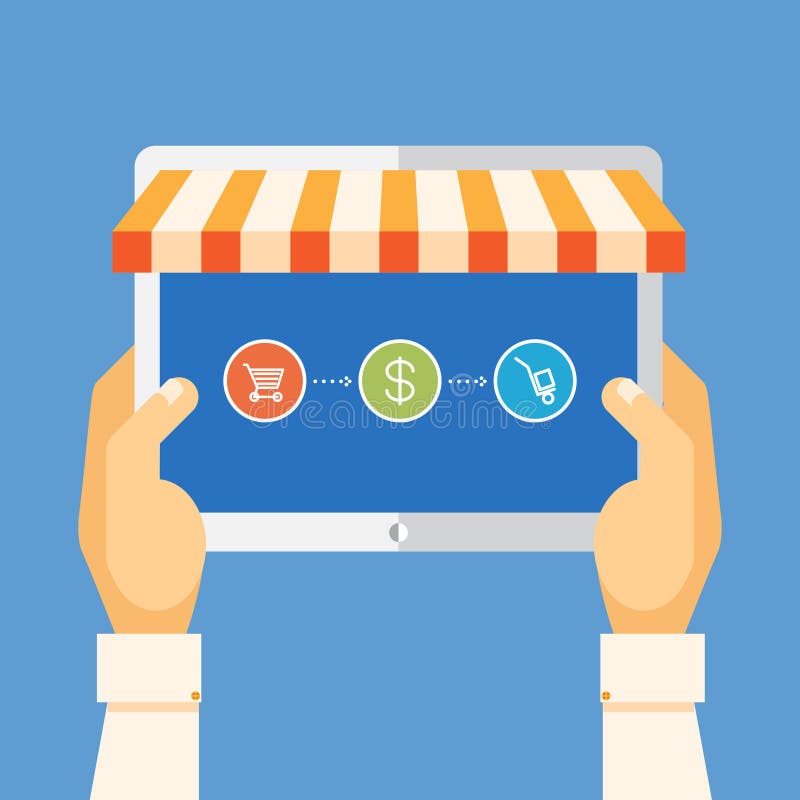 Lady Buying Goods in Online Store. Stock Vector - Illustration of ...