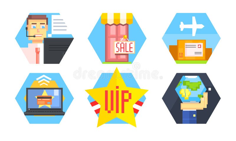 Online Shopping Icons Set, Delivery Service, E-commerce, Customer ...