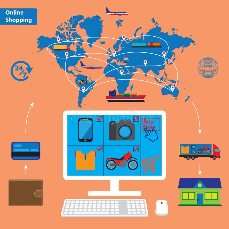 Online Shopping and Mobile Marketing Concept. Stock Vector ...