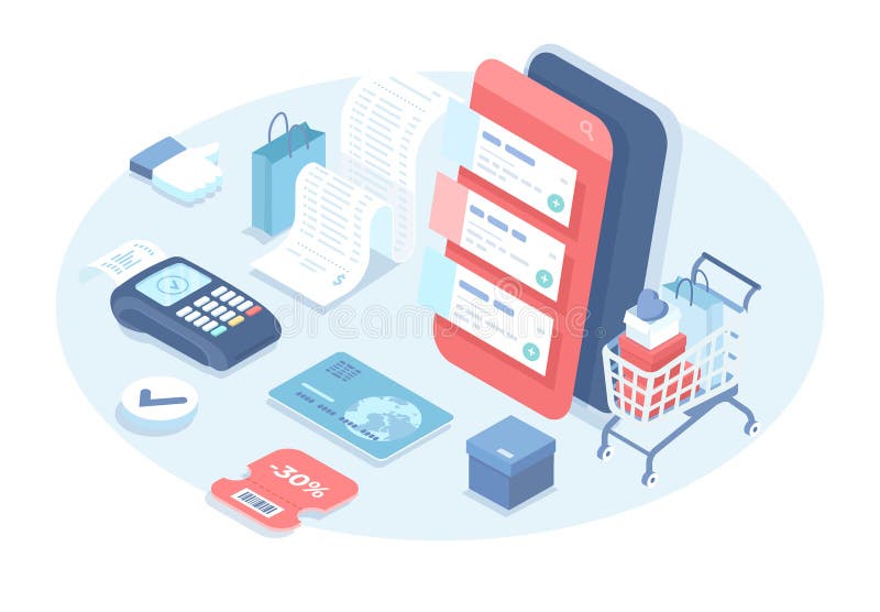 Online Shopping Order Via Smartphone. Mobile Banking App and E-payment ...