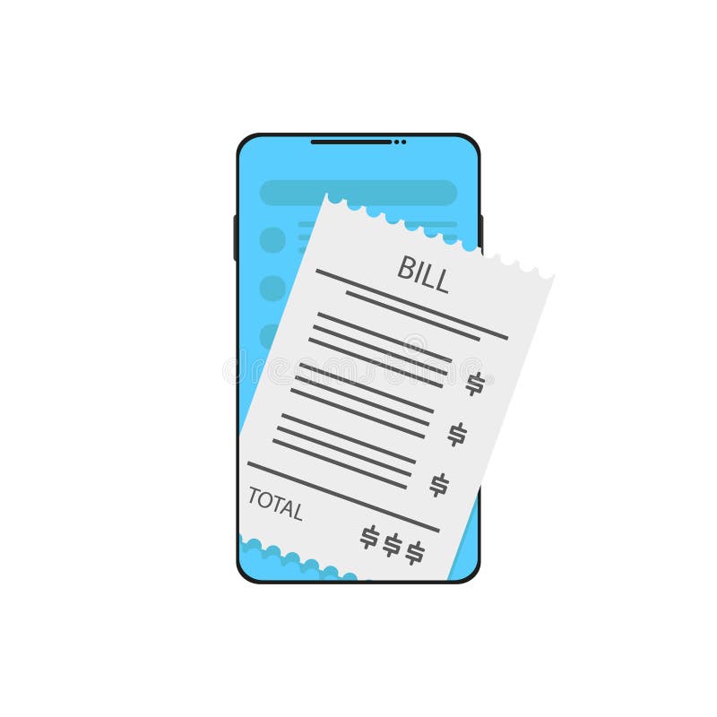 Online Shopping, Phone and Bill in Flat Stock Illustration ...