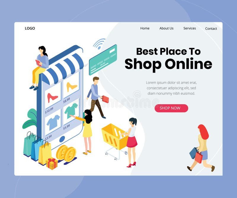 Online Shopping Purchase Landing Page Stock Illustration - Illustration ...