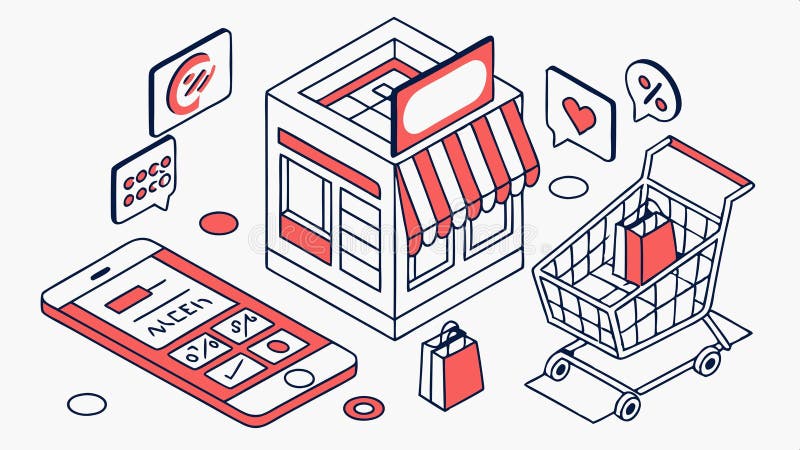 Online Shopping Scene, E-commerce and Digital Retail Illustration ...