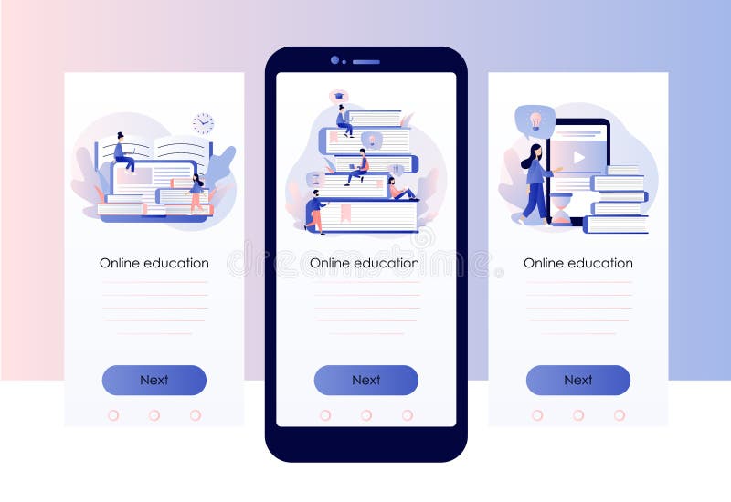 Online Education. Screen Template for Mobile Smart Phone. Flat Style ...