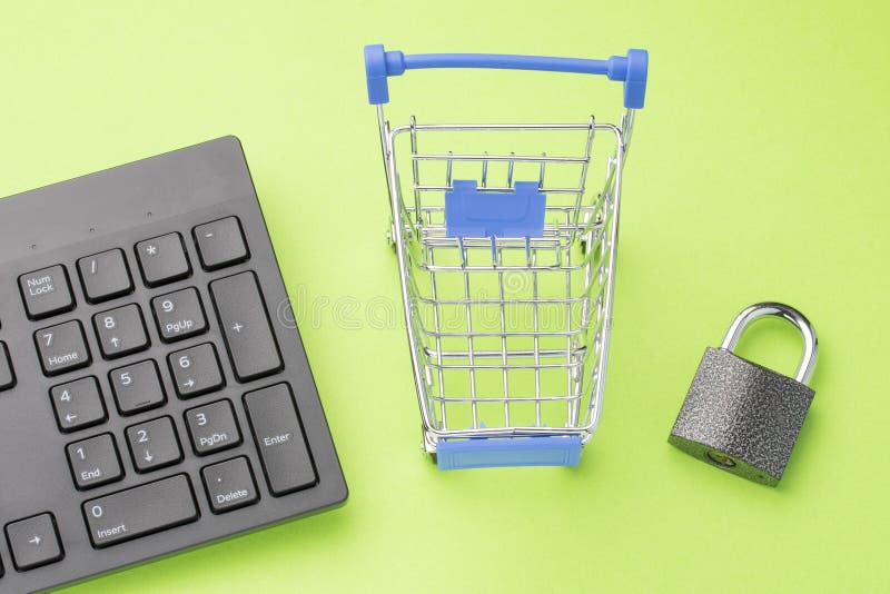 Online Shopping Security Modern Keyboard Cart Lock Stock Photos - Free ...