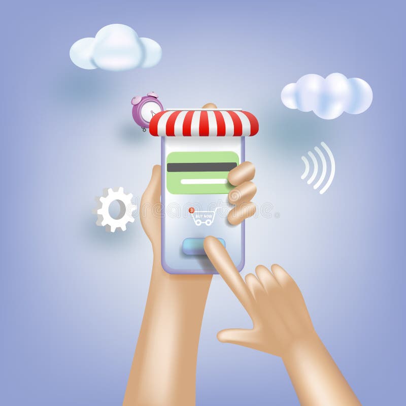 Online Shopping. Smartphone and Screen Buy Stock Illustration ...