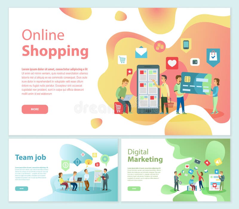 Online Shopping Team Job Posters Text Set Vector Stock Vector ...
