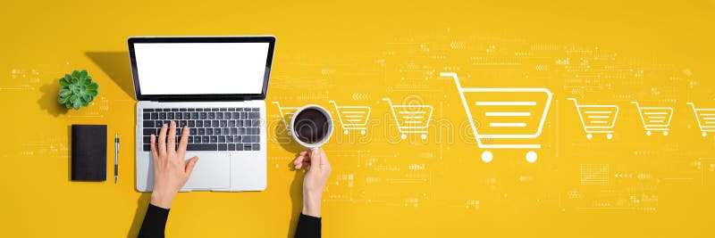 Online Shopping Theme with Person Using Laptop Computer Stock Image ...