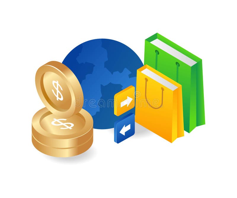 Online Shopping Transactions between the World Stock Illustration ...