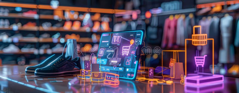 Online Shopping. Virtual Shopping Happiness. AI Generated Stock ...