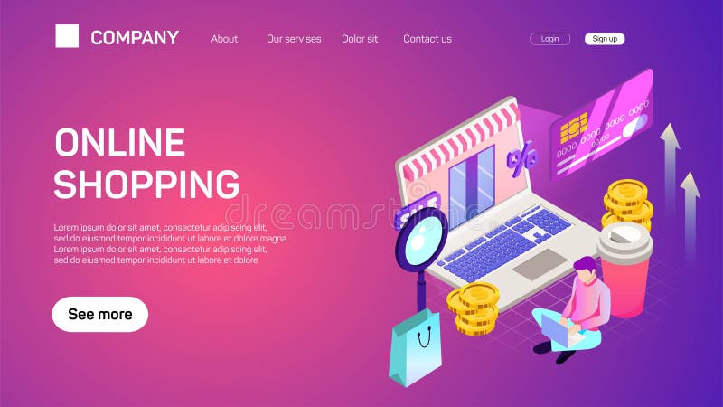 Online Shopping. Web Site Template. Internet UX UI Design Interface ...