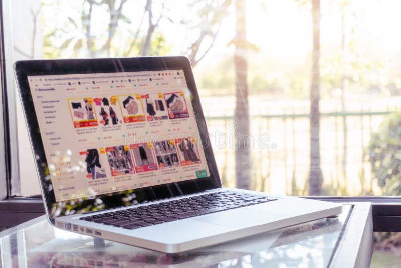 Online Shopping Website on Laptop. Home Shopping Stock Photo - Image of ...