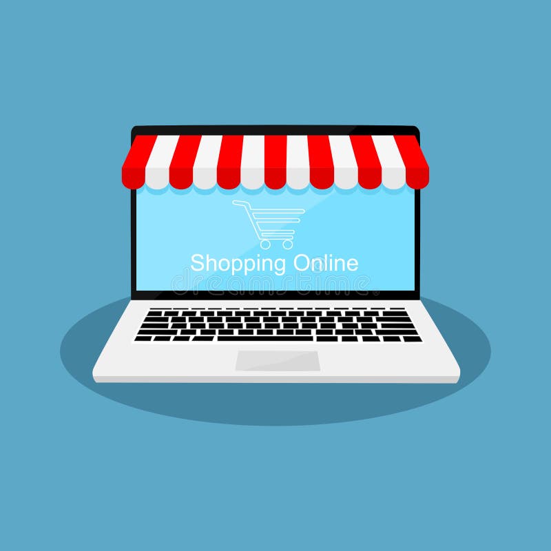 Online Shopping Website on Laptop Screen.Vector Illustration Stock ...