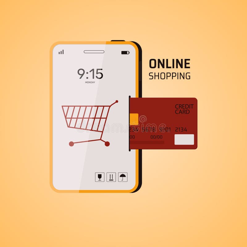 Online Shopping on a Website or Mobile Application. Stock Illustration ...
