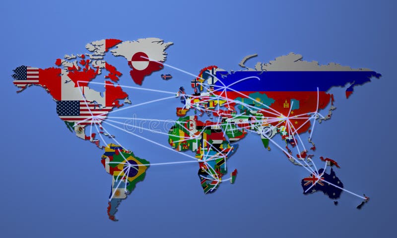 Online Shopping in World Map 3d Illustration Stock Illustration ...