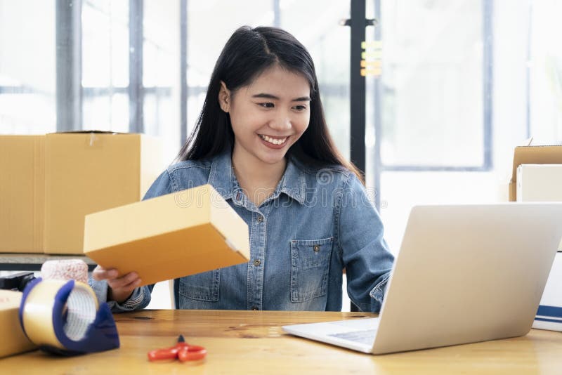 Online Small Business Owner Checking Order Stock Photo - Image of ...