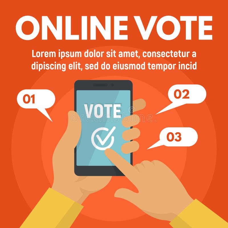 Online Smartphone Vote Concept Banner, Flat Style Stock Vector ...