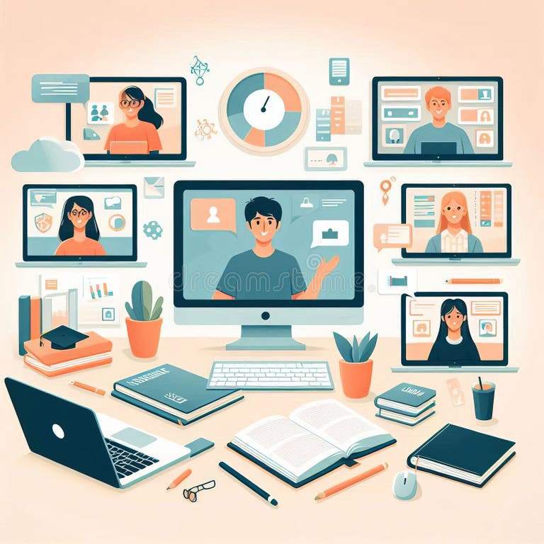 Online Spaces Where Learners Can Join Live or Asynchronous Study Stock ...