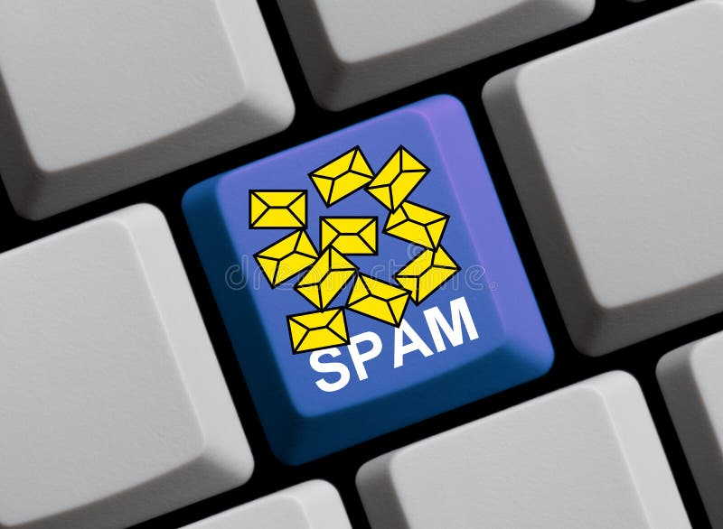 Online Spam in on Blue Computer Keyboard Stock Illustration ...