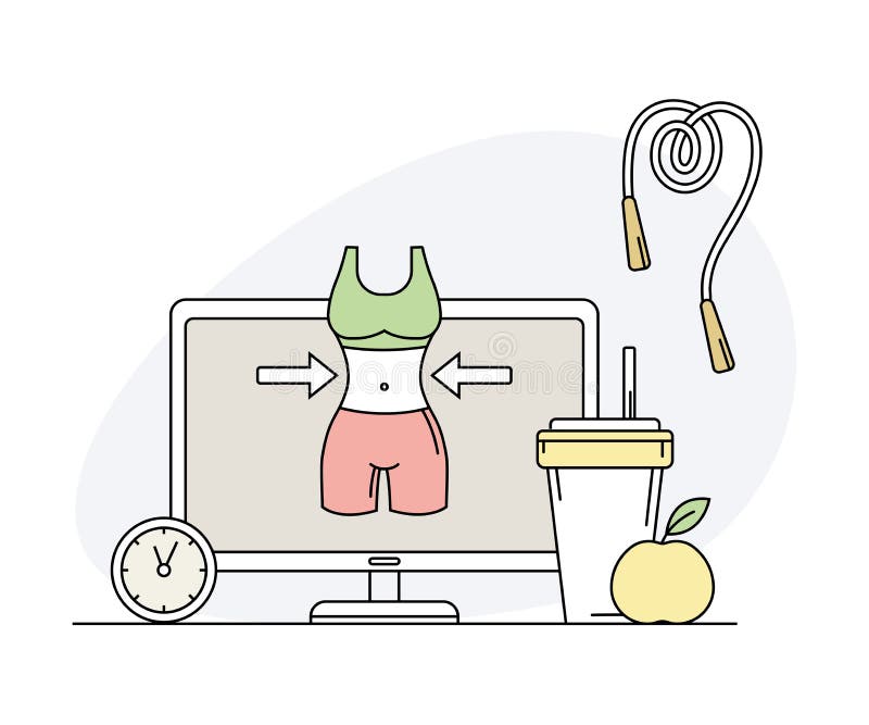 Online Sport and Physical Exercise with Computer Screen, Timer and ...