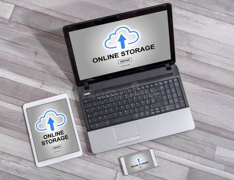 Online Storage Concept on Different Devices Stock Photo - Image of ...