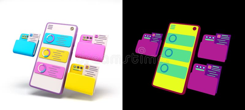 Online Storage Concept Smartphone with File Folders on Screen 3d Render ...