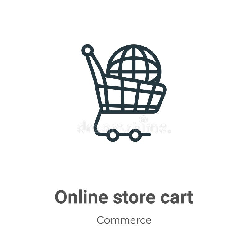 Online Store Cart Outline Vector Icon. Thin Line Black Online Store ...