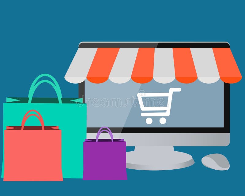 Online store stock vector. Illustration of bright, monitor - 47522630