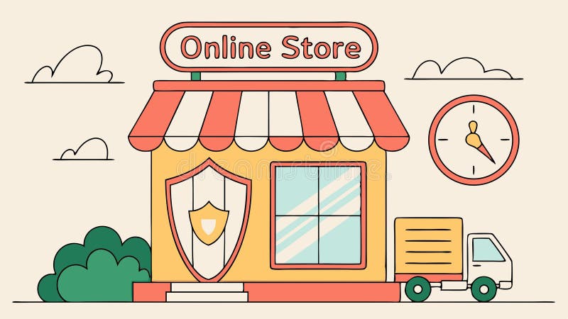 Online Store Front Secure E-commerce, Vector Design Generative AI Stock ...