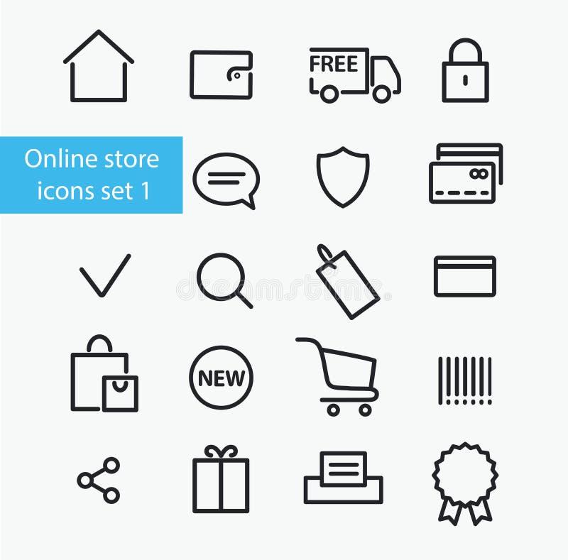 Online store icons stock vector. Illustration of gift - 90402972