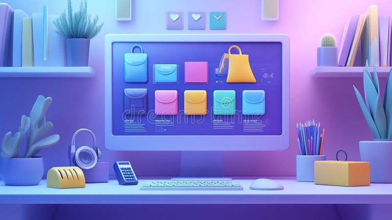 Online Store Interface Displayed on Computer Screen, Showcasing Various ...