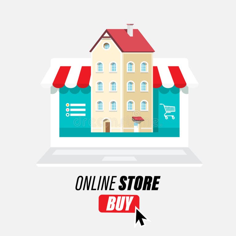 Online Store Vector Design with Laptop Compute Stock Vector ...