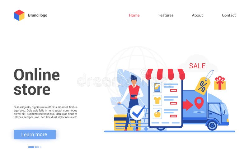 Online Store Vector Illustration, Cartoon Flat Website Interface Design ...