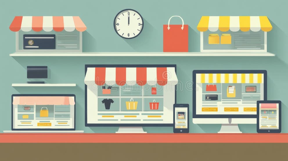 Online Store Visualization stock illustration. Illustration of ...