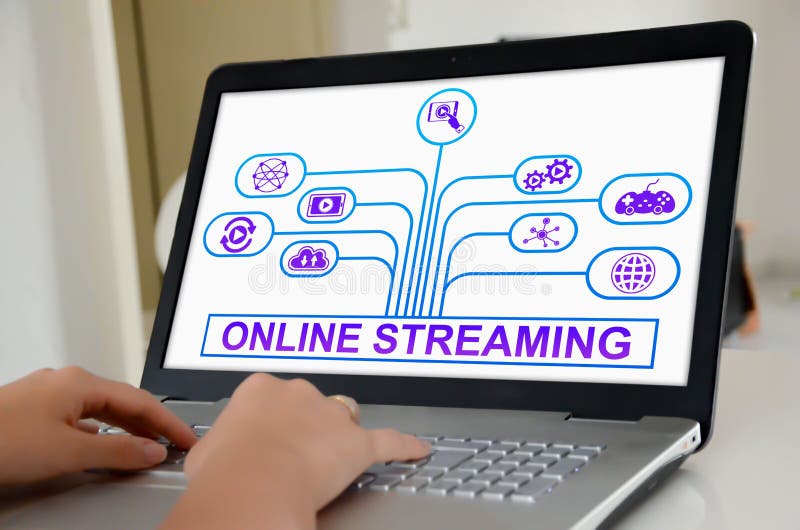 Online Streaming Concept on a Laptop Screen Stock Image - Image of live ...