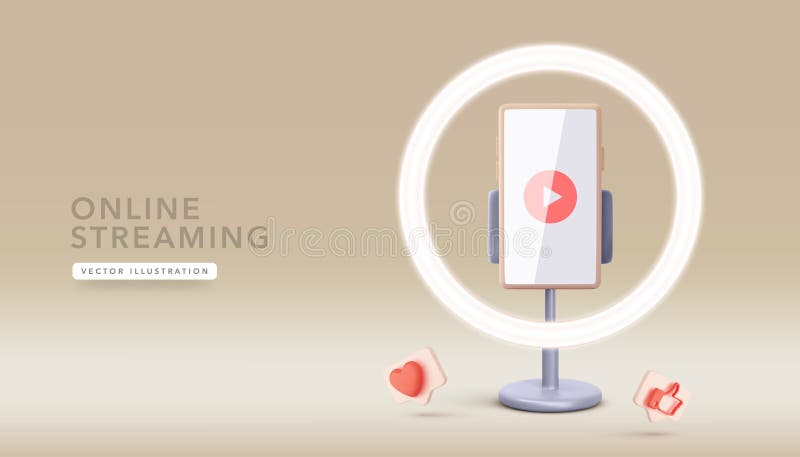 Online Streaming in 3d Realistic Style. Vector Illustration Stock ...