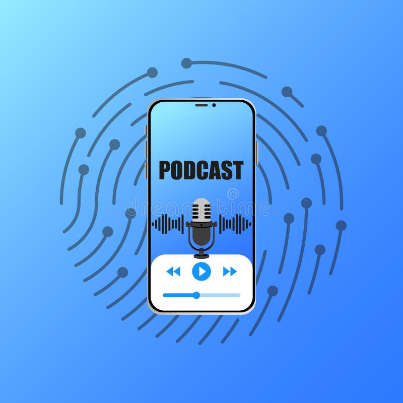 Online Streaming. Mobile Podcast App Interface. Audioblog. Recording ...
