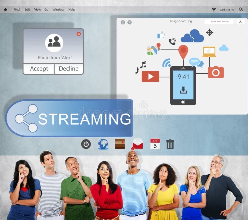 Online Streaming Technology Transfer Wireless Technology Concept Stock ...