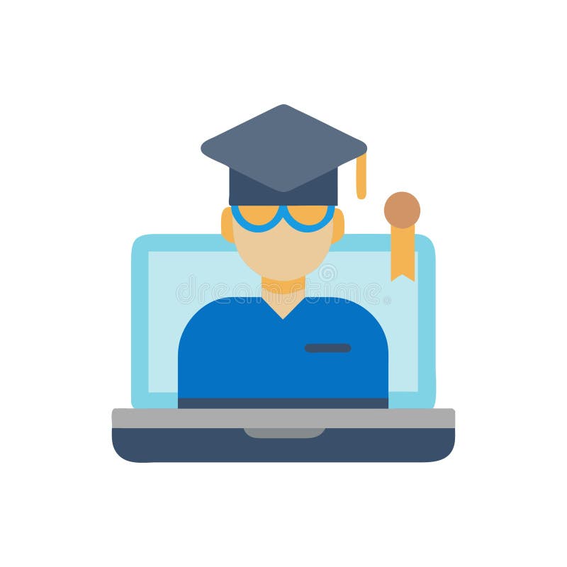 Online Student Icon for Virtual Learning Stock Illustration ...