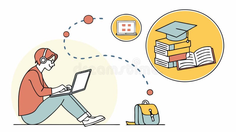 Online Student Learning, Academic Progress. Vector Design Generative AI ...