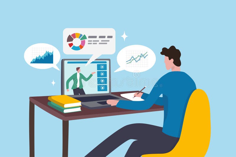 Online Study Learning Course or Internet Education Webinar, Remote E-learning, Teaching Online ...