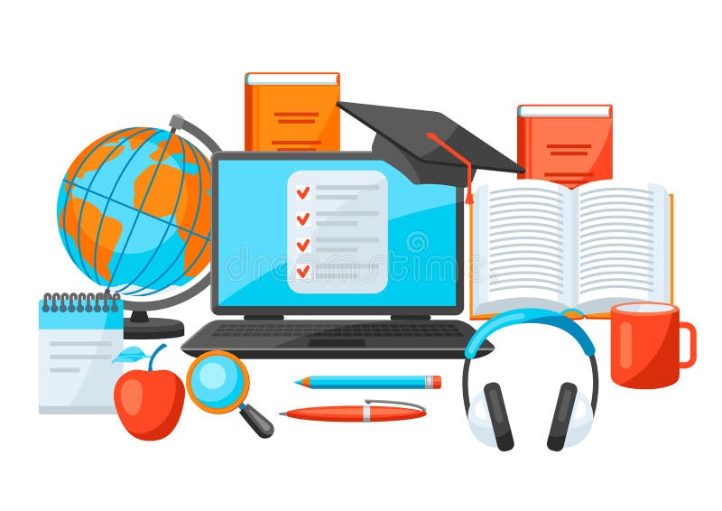 Online Studying at Home Concept. Distance Education Stock Vector ...