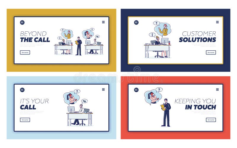 Online Support Call Center Work. Website Landing Page Stock Vector ...