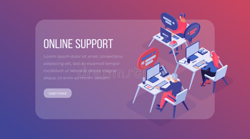Online Support Center Isometric Landing Page. Customer Service ...